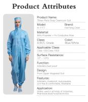 China Class 100 1000 Cleanroom Suit 75D Stripe Fabric S-4XL Sizes Anti-Static Dustproof for Factory Workshop for sale