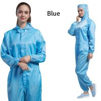 China Reusable ESD Cleanroom Coverall 5mm Grid Conductive Fiber Surface Resistance 106-107 Ohm S to 4XL for sale