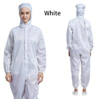China Reusable ESD Cleanroom Coverall 5mm Grid Conductive Fiber Surface Resistance 106-107 Ohm S to 4XL for sale
