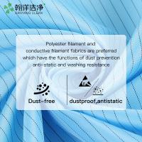 China Reusable ESD Cleanroom Coverall 5mm Grid Conductive Fiber Surface Resistance 106-107 Ohm S to 4XL for sale