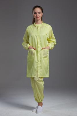 China Anti Static ESD Labcoat Smock Reusable Class1000 Straight Open Zipper Stand Collar 108gsm for sale