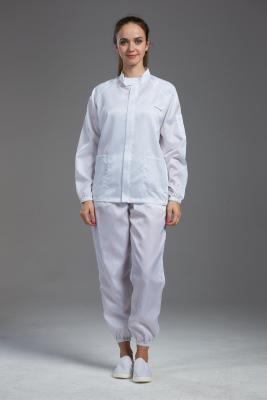 China Anti Static ESD Garments White Jacket and Pants Dust Free 108gsm for Electronic Industry for sale