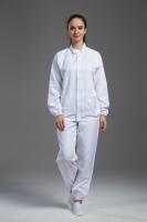 China ESD Anti Static Coverall Zipper Lapel Jacket Pants White 108gsm Polyester for sale