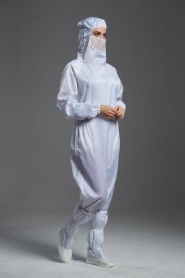 China Reusable Cleanroom Gown 75D Anti Static ESD Garment SMT Workshop Lapel Style 108gsm for sale