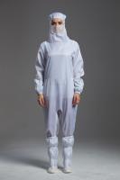China Anti Static ESD Coverall White Hooded Suit 108gsm Cleanroom Garment for sale