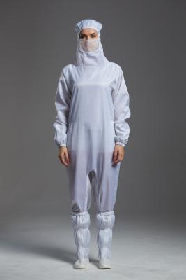 China Anti Static ESD Coverall White Hooded Suit 108gsm Cleanroom Garment for sale
