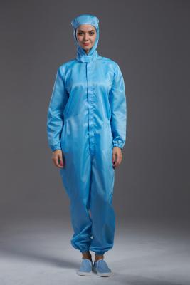 China Reusable Cleanroom Hooded Coverall 108 GSM Antistatic ESD Polyester for Pharmaceutical Workshop for sale