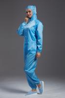 China Reusable Cleanroom Hooded Coverall 108 GSM Antistatic ESD Polyester for Pharmaceutical Workshop for sale