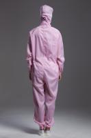 China Anti Static ESD coverall connect with hood  pink color coductive fiber sterilization for workshop for sale