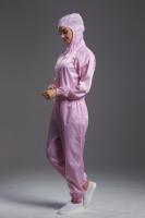 China Anti Static ESD coverall connect with hood  pink color coductive fiber sterilization for workshop for sale
