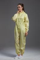 China Anti Static ESD Cleanroom Coverall with Hood 98% Polyester 2% Conductive Fiber Class 100 for sale
