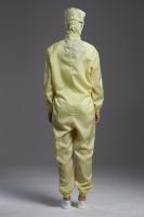 China Anti Static Cleanroom ESD Coverall Yellow with Hoods for Class 1000 Cleanroom 108gsm for sale
