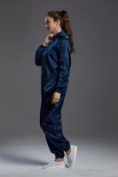 China Antistatic ESD Cleanroom Coverall Dark Blue with Hoods - 0.36kg Weight, 108g/m² GSM, 2% Conductive Fiber for sale