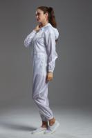 China Anti Static ESD White Autoclavable Sterilized Hooded Coverall Class 100 Cleanroom 108gsm for sale