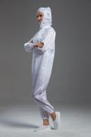 China Anti Static ESD Autoclavable Cleanroom Coverall with Hood Class 100 108gsm for sale