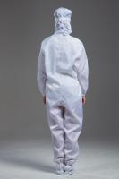China Anti Static ESD Cleanroom Hooded Coverall White with Shoes Cover Class 100 108gsm for sale