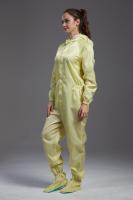 China Anti Static Autoclavable ESD Yellow Hooded Coverall with Shoes Cover for Class 100 Cleanroom for sale