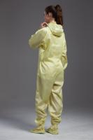 China Anti Static Autoclavable ESD Yellow Hooded Coverall with Shoes Cover for Class 100 Cleanroom for sale