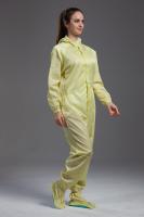 China Anti Static Autoclavable ESD Yellow Hooded Coverall with Shoes Cover for Class 100 Cleanroom for sale