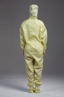 China Antistatic ESD Autoclavable Hooded Yellow Coverall with Shoes Cover Class 100 Cleanroom for sale