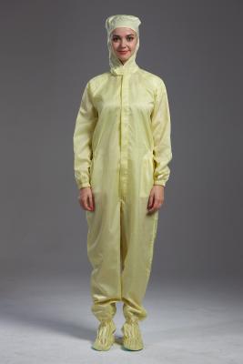 China Antistatic ESD Autoclavable Hooded Yellow Coverall with Shoes Cover Class 100 Cleanroom for sale