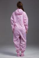China Anti Static ESD Sterilized Dust Proof Pink Hooded Coverall 108 GSM for Class 100 Cleanroom for sale