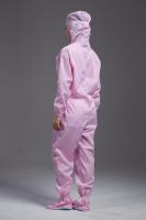 China Anti Static ESD Cleanroom Pink Coverall with Hood 108gsm Class 100 for sale