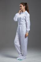China Anti Static ESD Cleanroom Coverall with Hood Class 100 Autoclavable White 108gsm for sale