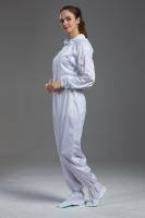 China Anti Static ESD Cleanroom Coverall with Hood Class 100 Autoclavable White 108gsm for sale