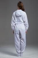 China Anti Static ESD Cleanroom Coverall with Hood Class 100 Autoclavable White 108gsm for sale