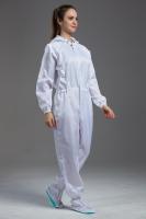 China Anti Static ESD Cleanroom Coverall with Hood Class 100 Autoclavable White 108gsm for sale