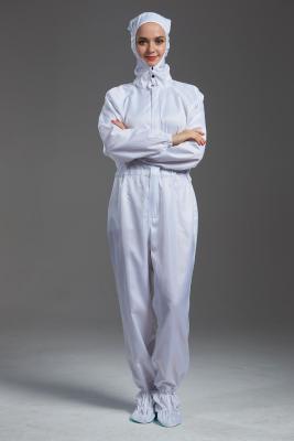 China ESD Anti Static Class 100 Cleanroom Coverall with Hood and Shoe Covers for Pharmaceutical Use for sale