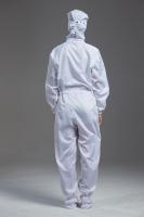 China ESD Anti Static Class 100 Cleanroom Coverall with Hood and Shoe Covers for Pharmaceutical Use for sale