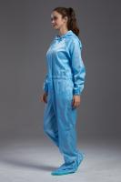 China Anti Static ESD Autoclavable Cleanroom Blue Coverall with Hood and Shoes Cover Class 100 for sale