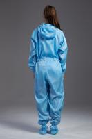 China Anti Static ESD Autoclavable Cleanroom Blue Coverall with Hood and Shoes Cover Class 100 for sale