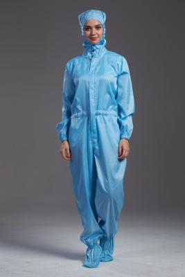 China Cleanroom ESD Antistatic Unisex Sterilization Coverall with Hood Blue for Class 100 Workshop for sale