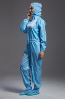 China Cleanroom ESD Antistatic Unisex Sterilization Coverall with Hood Blue for Class 100 Workshop for sale