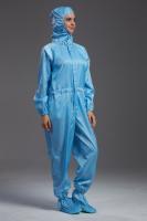 China Cleanroom ESD Antistatic Unisex Sterilization Coverall with Hood Blue for Class 100 Workshop for sale