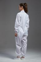 China Antistatic ESD Sterile Dust-Proof White Coverall 98% Polyester 2% Conductive Fiber for Class 1000 Cleanroom for sale