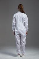 China Antistatic ESD Sterile Dust-Proof White Coverall 98% Polyester 2% Conductive Fiber for Class 1000 Cleanroom for sale