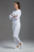 China Antistatic ESD Autoclavable T-Shirt and Pants Workwear White 108gsm for Pharmaceutical Workshop for sale