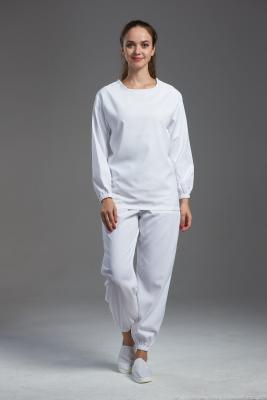 China Antistatic ESD Autoclavable T-Shirt and Pants Workwear White 108gsm for Pharmaceutical Workshop for sale