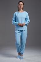 China ESD Anti Static Cleanroom Autoclavable Reusable T Shirt Workwear Blue for Class 1000 for sale