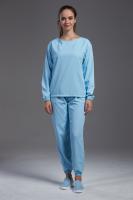 China ESD Anti Static Cleanroom Autoclavable Reusable T Shirt Workwear Blue for Class 1000 for sale