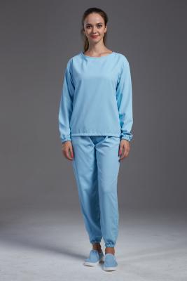 China ESD Anti Static Cleanroom Autoclavable Reusable T Shirt Workwear Blue for Class 1000 for sale