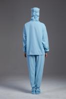 China ESD Antistatic Reusable Cleanroom Coverall Jacket Pants Hood Shoes Class 100 108gsm for sale