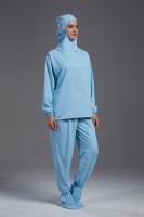 China ESD Antistatic Reusable Cleanroom Coverall Jacket Pants Hood Shoes Class 100 108gsm for sale