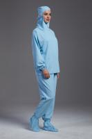 China ESD Antistatic Reusable Cleanroom Coverall Jacket Pants Hood Shoes Class 100 108gsm for sale