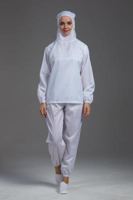 China Anti Static Cleanroom ESD Sterilized White Jacket and Pant Non-Zipper Class 1000 108 GSM for sale