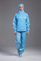 China Anti Static ESD Cleanroom Sterile Jacket Pant Hood Non-Zipper Class 1000 108gsm for sale